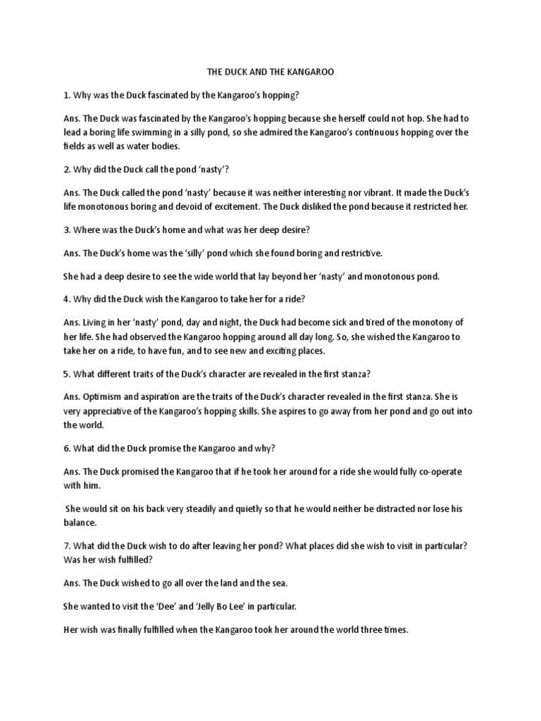 Duck and Kangaroo Poem Analysis | PDF