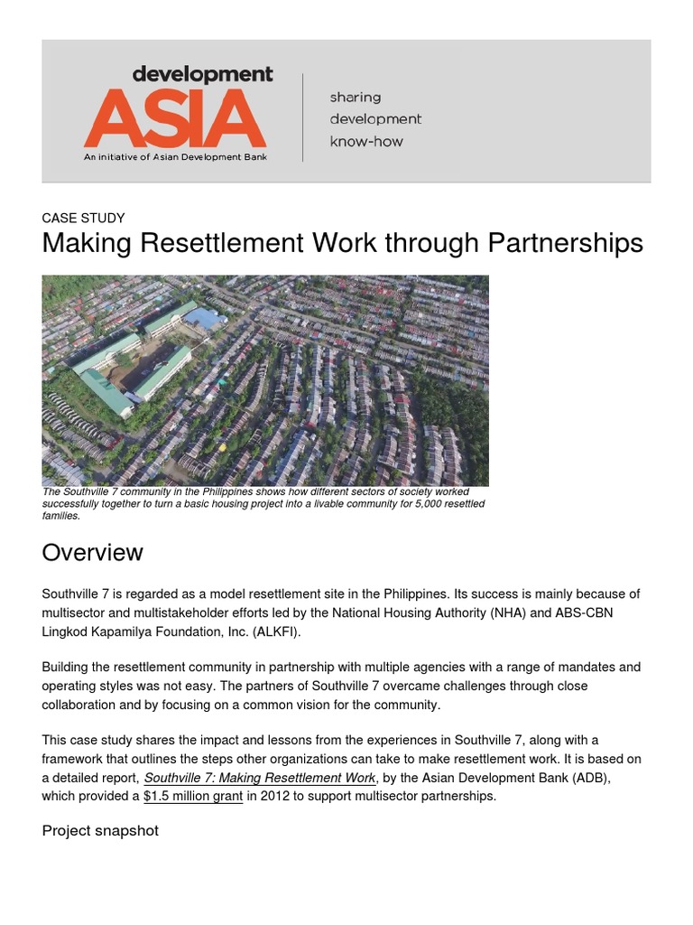 Making Resettlement Work Through Partnerships: Project Snapshot | PDF ...