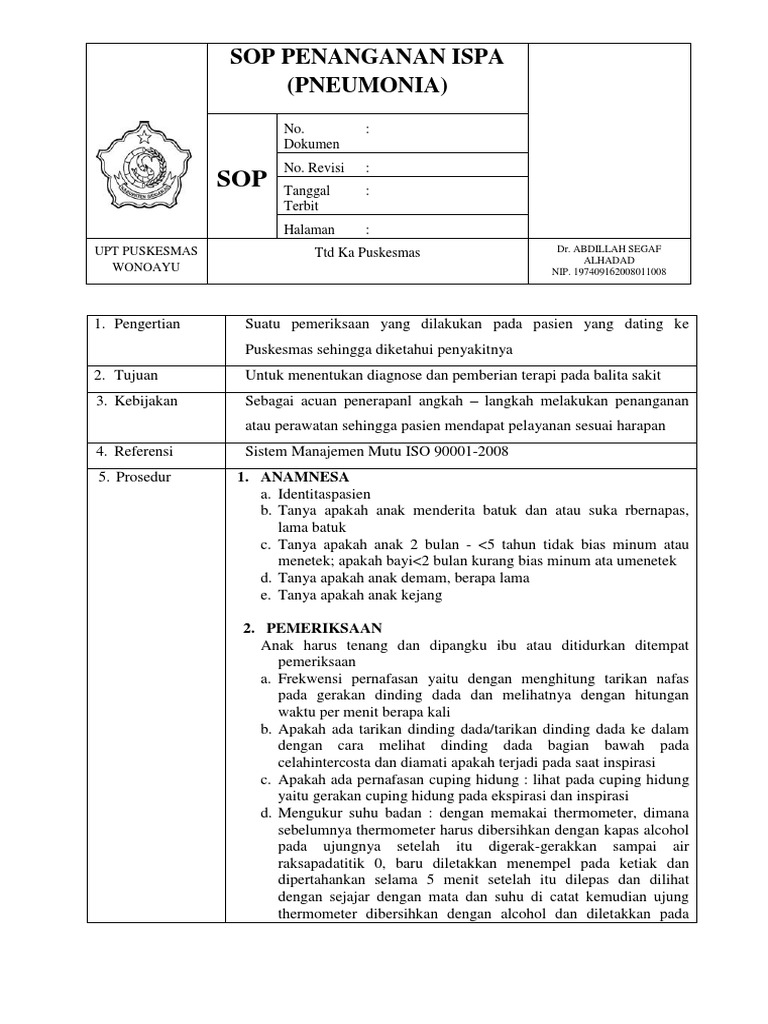 Sop Penanganan Ispa (Pneumonia) | PDF