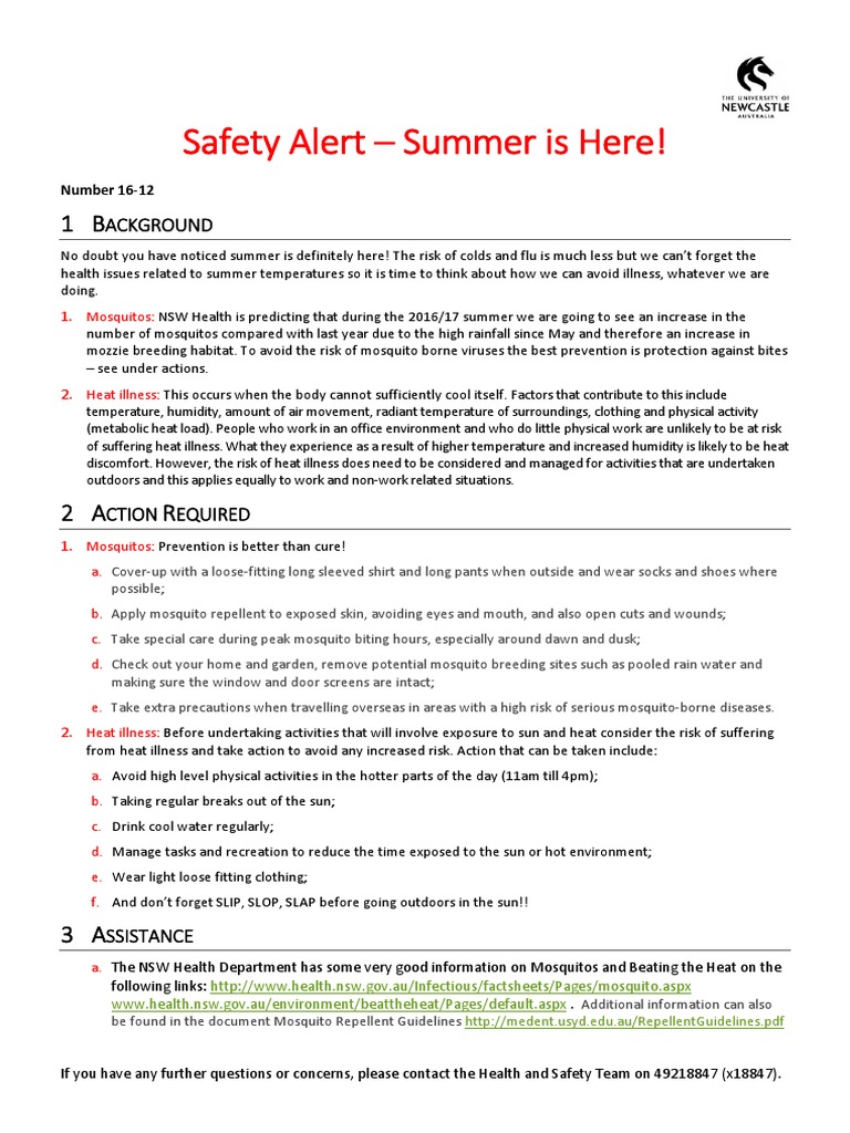 Safety Alert | PDF | Mosquito | Humidity