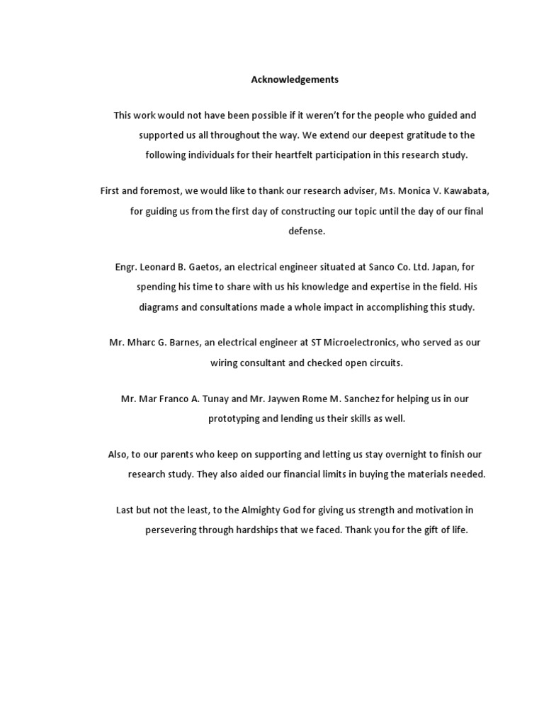 Sample of Acknowledgement | PDF | Piezoelectricity | Direct Current