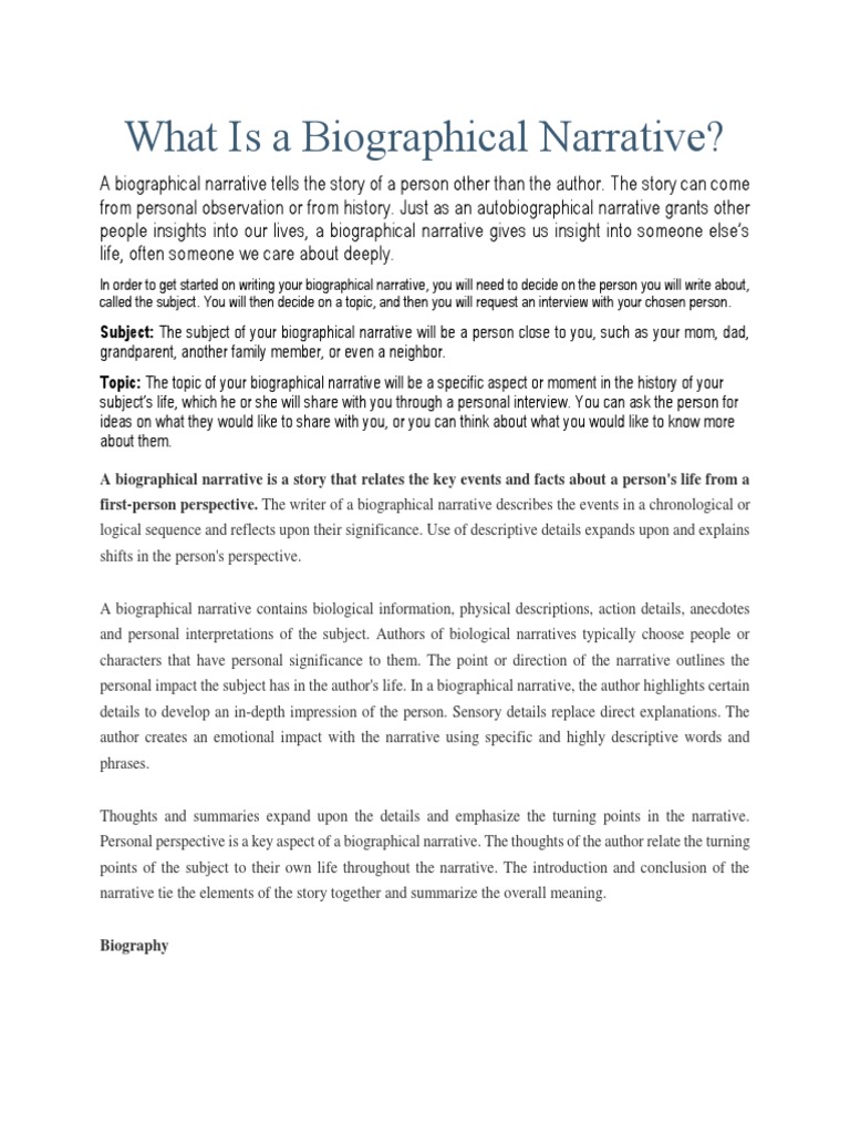 Understanding Biographical Narratives | PDF | Biography | Narrative