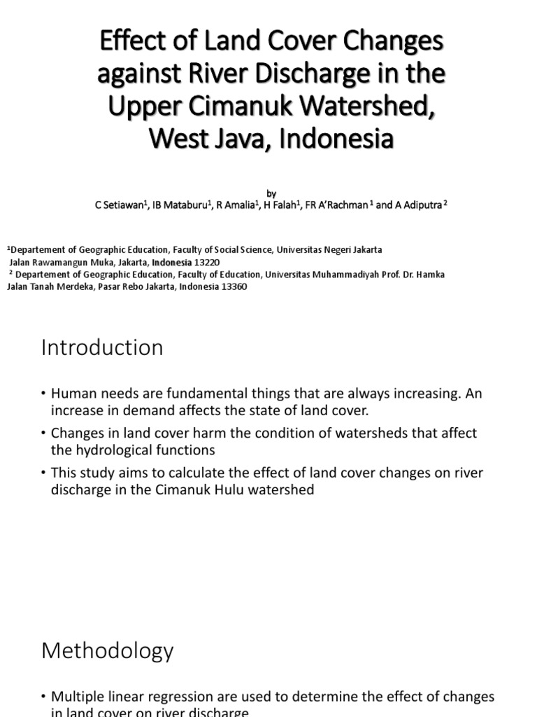 Effect of Land Cover Changes Against River Discharge in The Upper ...