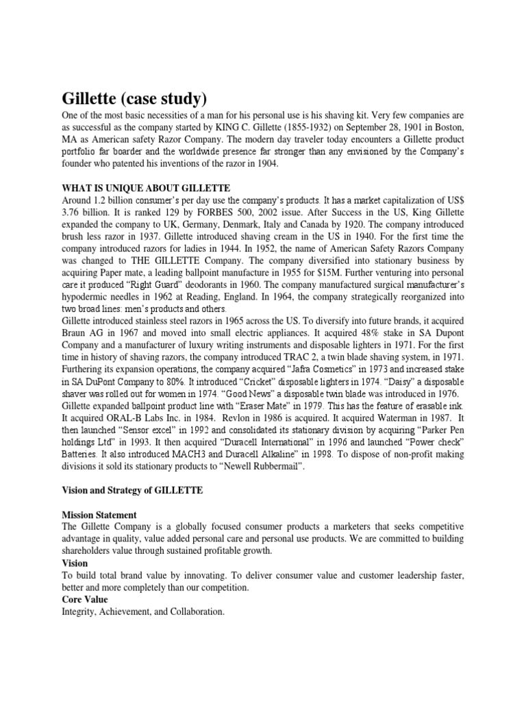Case Study Gillete | PDF | Razor | Shaving