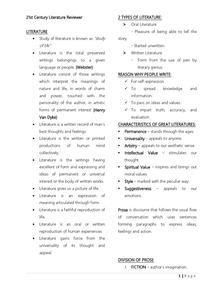 21st Century Literature Reviewer 1 | PDF | Poetry