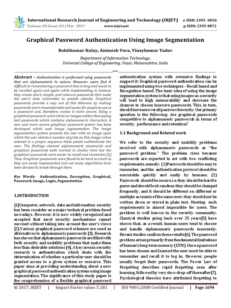 Graphical Password Authentication Using Image Segmentation | Download Free PDF | Password ...