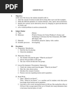 Detailed Lesson Plan in Mathletes 6 | PDF | Speed | Distance