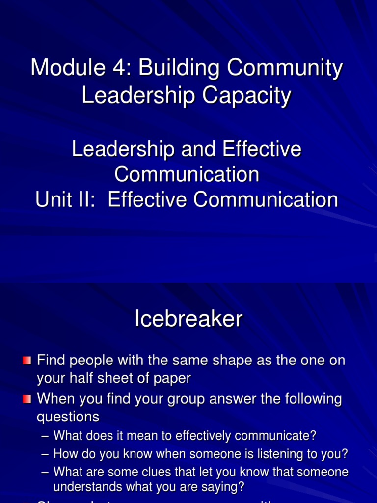 Module 4: Building Community Leadership Capacity | PDF | Nonverbal ...