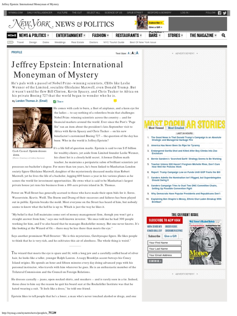 2002 10 28 Jeffrey Epstein International Moneyman of Mystery Pedophile ...