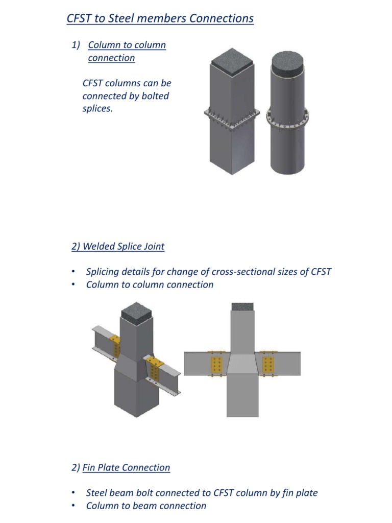 CFST To Steel Members Connections: 1) Column To Column Connection CFST ...