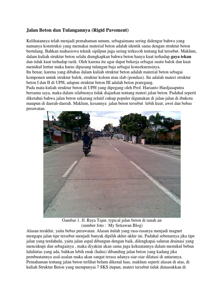 Jalan Beton Dan Tulangannya (Rigid Pavement) | PDF