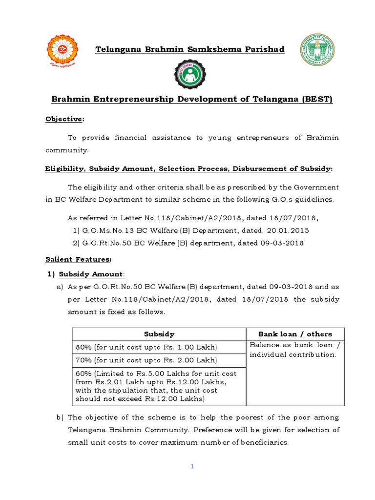 Guideline For BEST Scheme | PDF | Subsidy | Government