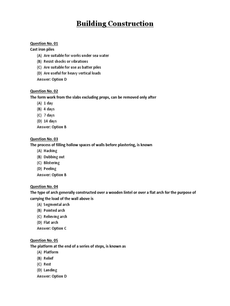 MCQ Civil Engineering | PDF | Deep Foundation | Masonry