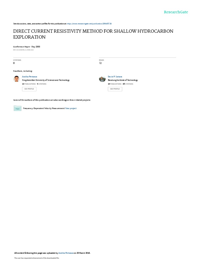 Direct Current Resistivity Method For Shallow Hydrocarbon Exploration ...