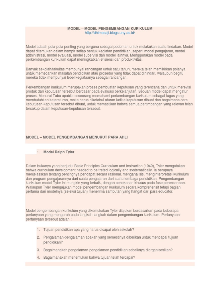 Model Kurikulum | PDF
