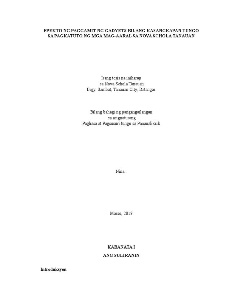 Legit Filipino Thesis | PDF