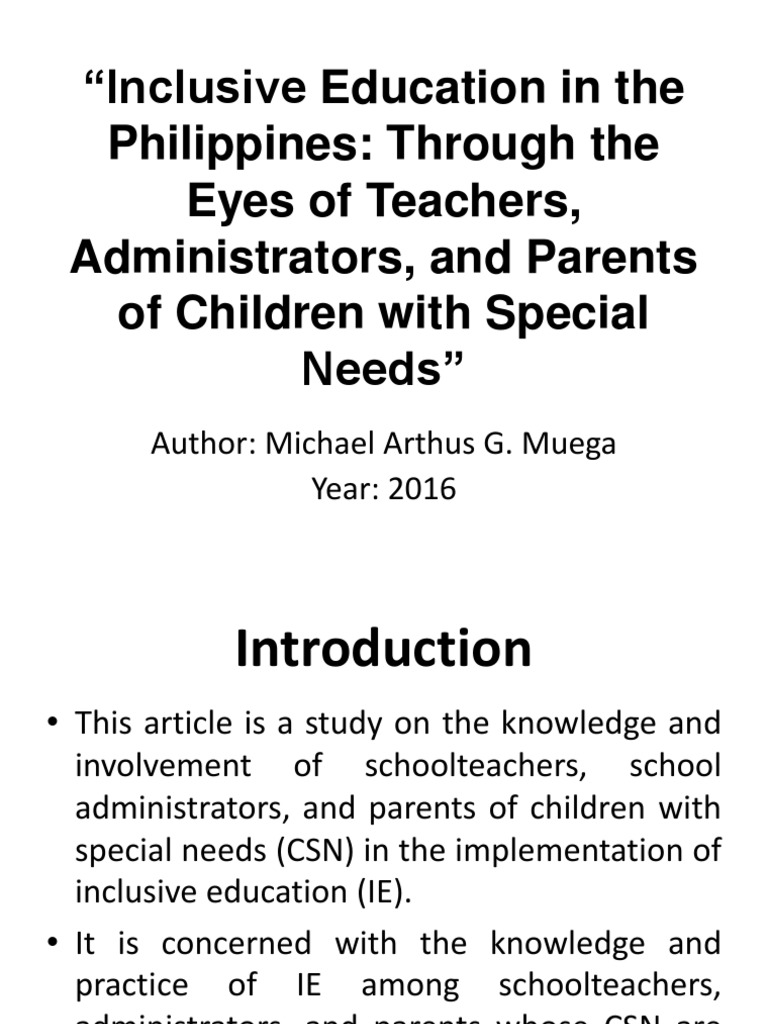 Inclusive Education in The Philippines: Through The Eyes of Teachers ...