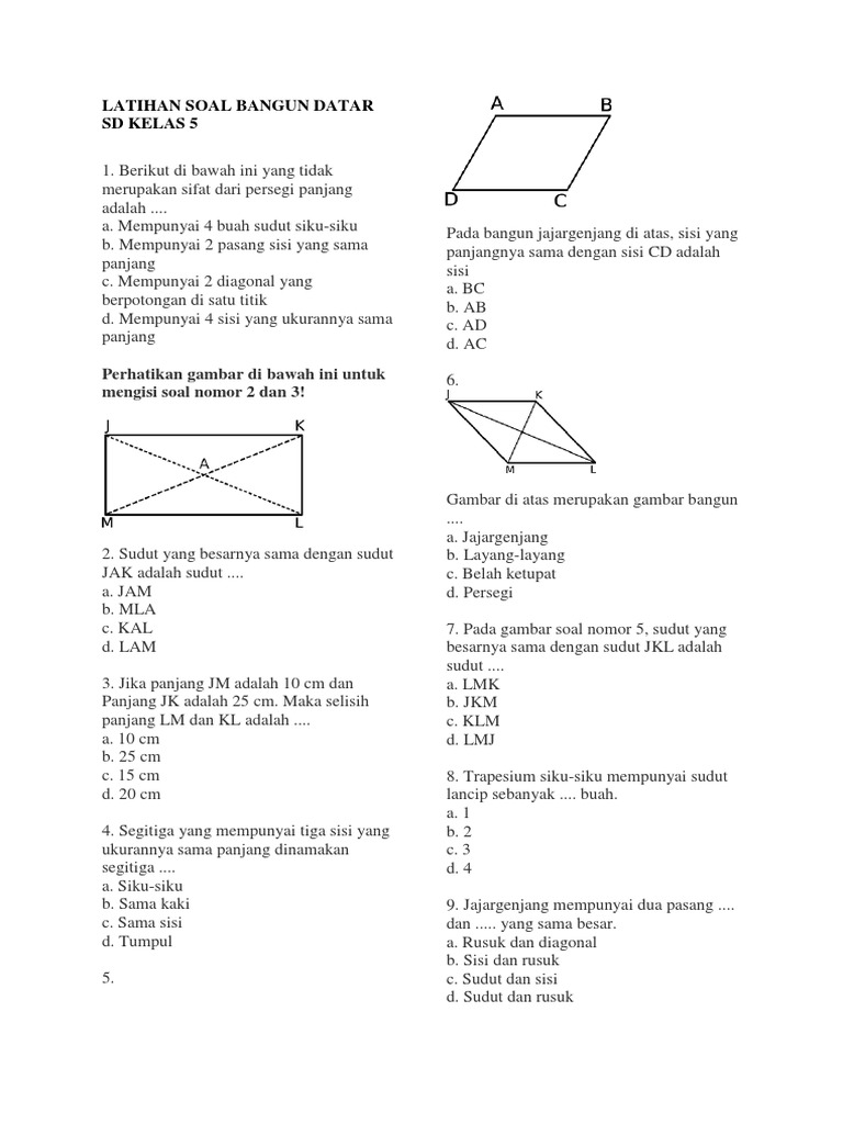 Soal Bangun Datar Kelas 5 SD | PDF
