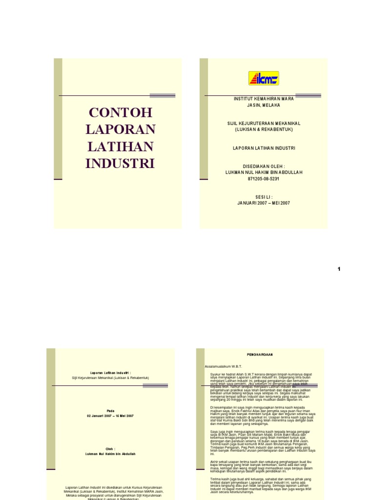 Contoh Laporan Latihan Industri IKM | PDF