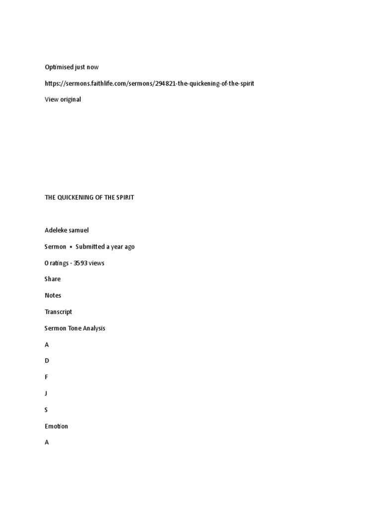 Quicken of The Spirit | Download Free PDF | God The Father | Holy Spirit