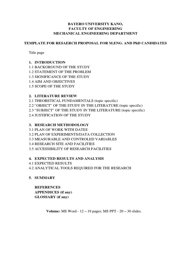Research Proposal Template for M.Eng./PhD | PDF | Thesis | Data Analysis