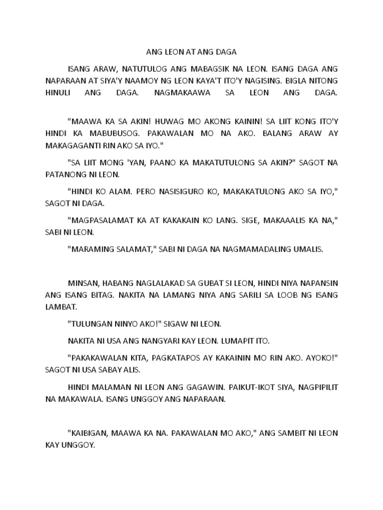 Ang Leon at Ang Daga | PDF