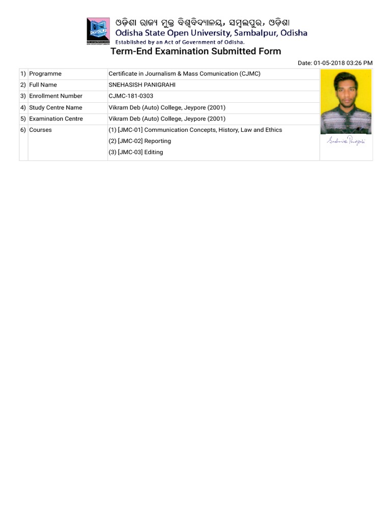 Term-End Examination Submitted Form | PDF