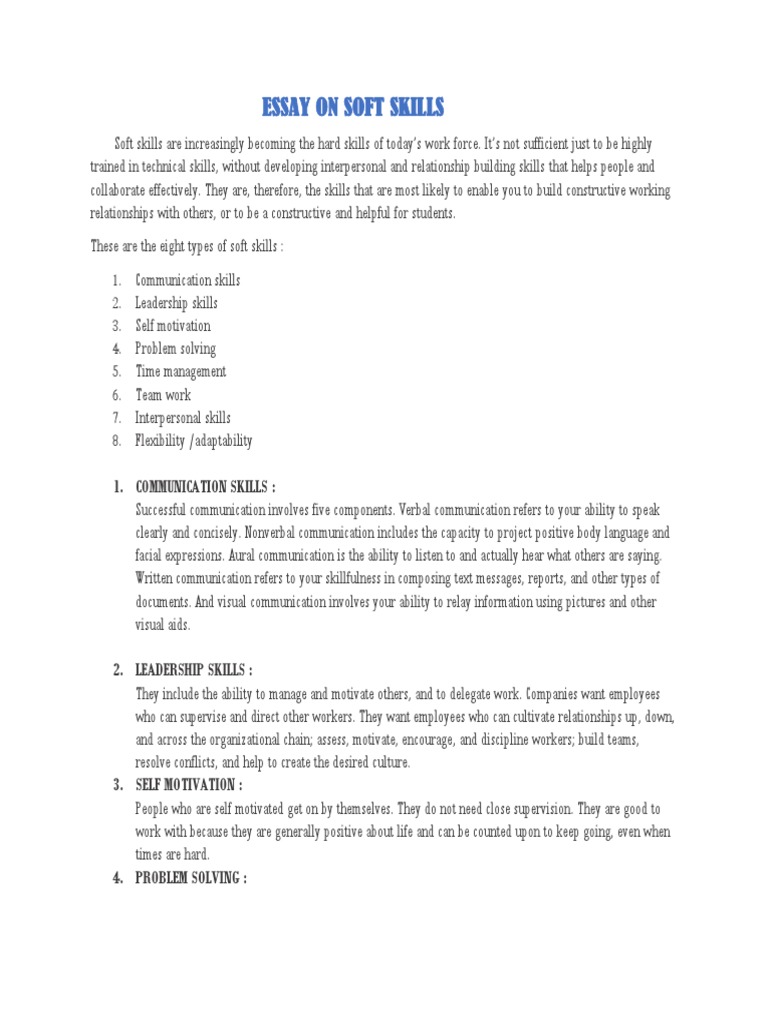 T. C - Soft Skills Essay | PDF | Skill | Motivation