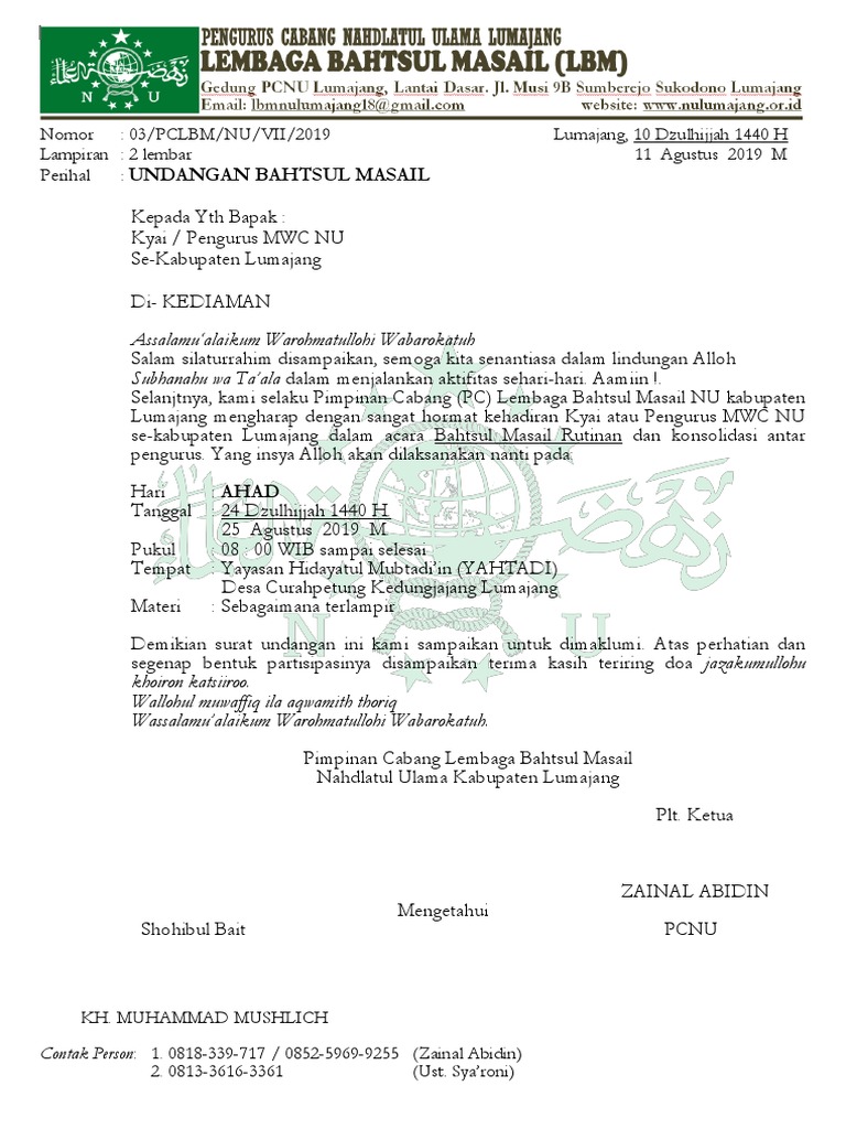 Undangan LBM | PDF | Agama & Spiritualitas