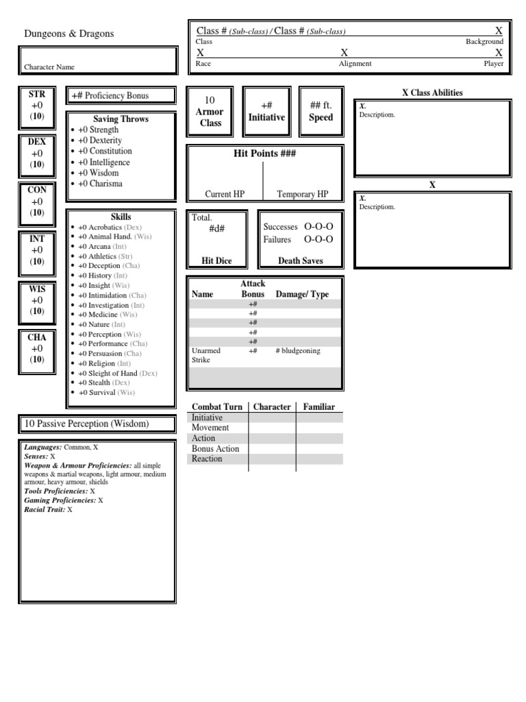 5e Character Sheet Template | PDF | Dungeons & Dragons | Role Playing