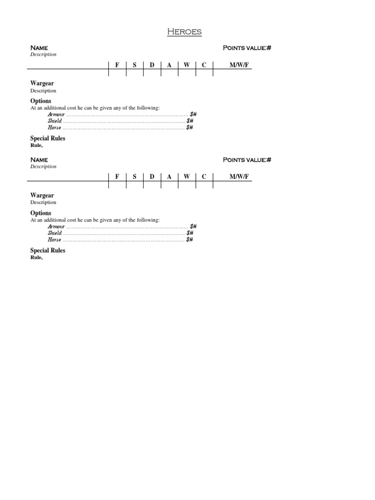 LOTR (SBG) Profile Template | PDF
