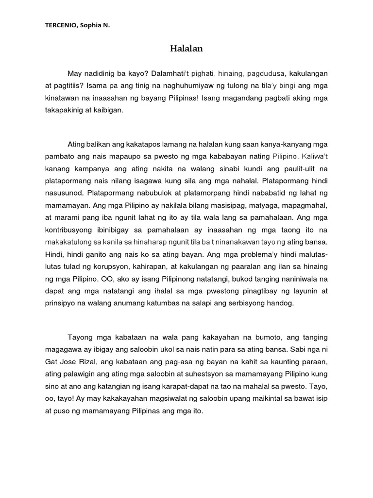Talumpati Halalan | PDF