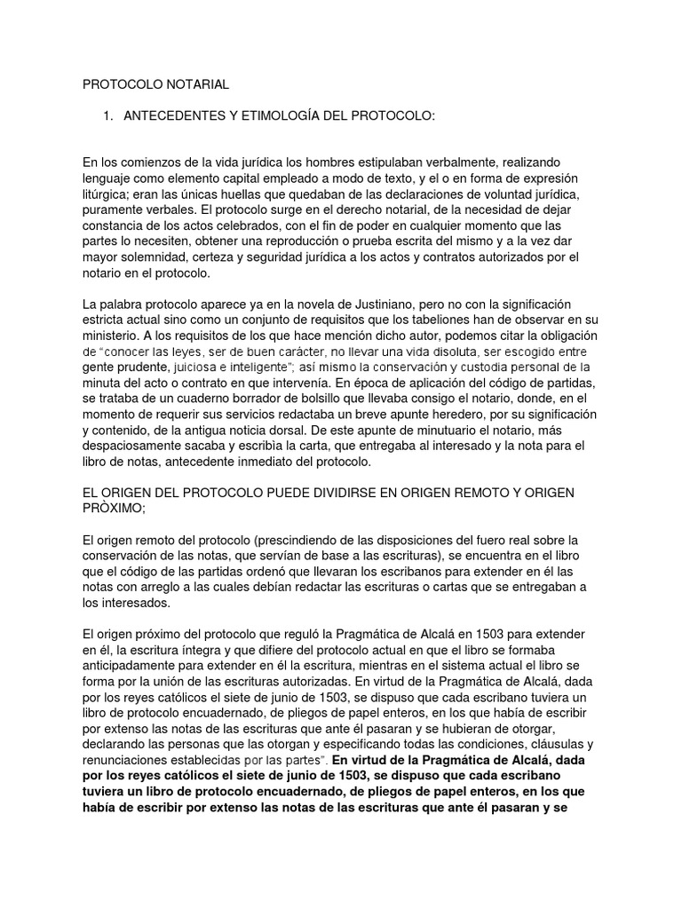 Protocolo Notarial: Origen y Definición | PDF | Información del ...