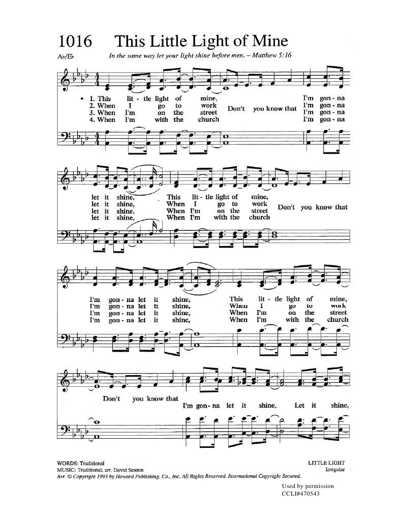 This Little Light of Mine 1016 | PDF