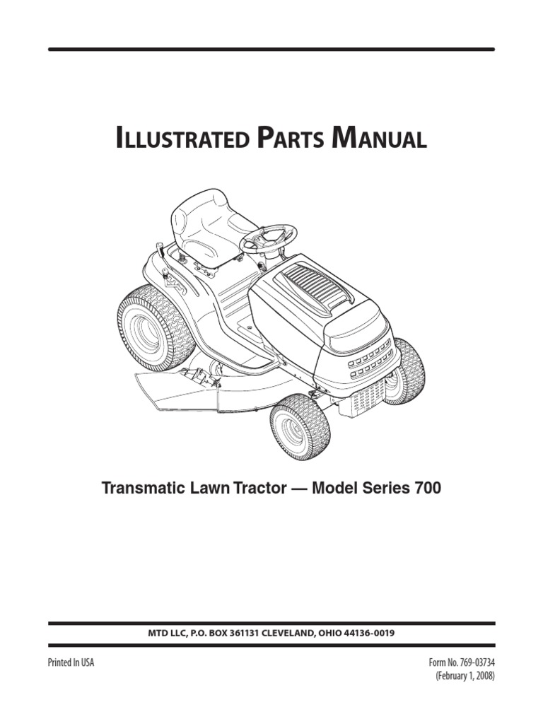 Llustrated Arts Anual: Transmatic Lawn Tractor - Model Series 700 | PDF ...