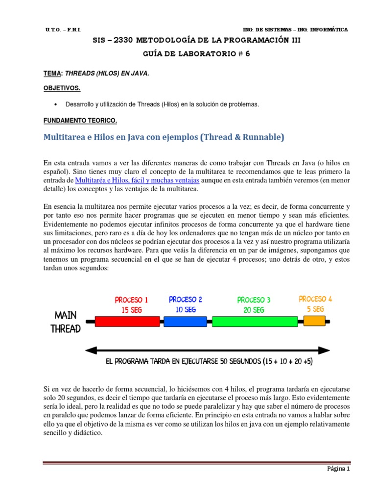Guia LAB 6-Theards Hilos | PDF | Hilo (Computación) | Programa de computadora