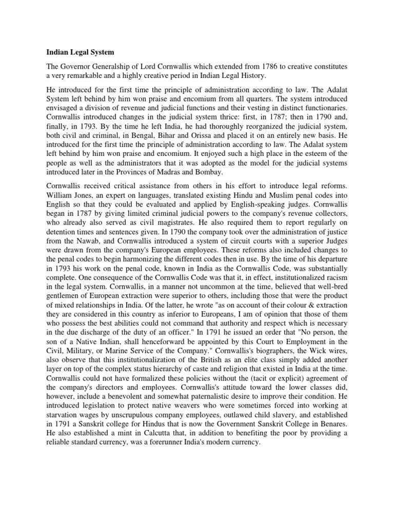 Cornwallis's Judicial Reforms in India | PDF | Magistrate | Charles ...