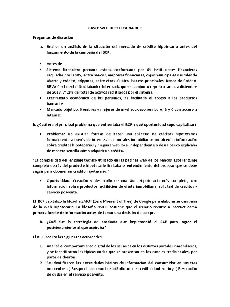 Caso - Web Hipotecario - BCP | PDF | Bancos | Internet