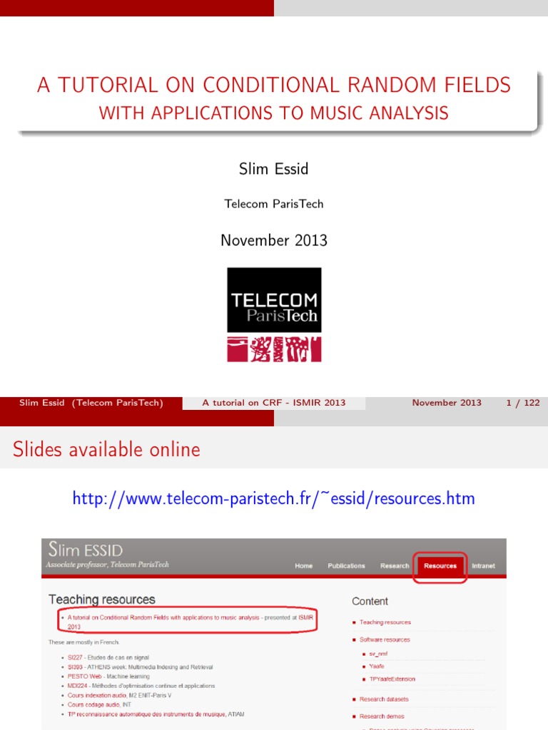 A Tutorial on Using Conditional Random Fields for Music Analysis Applications | PDF ...