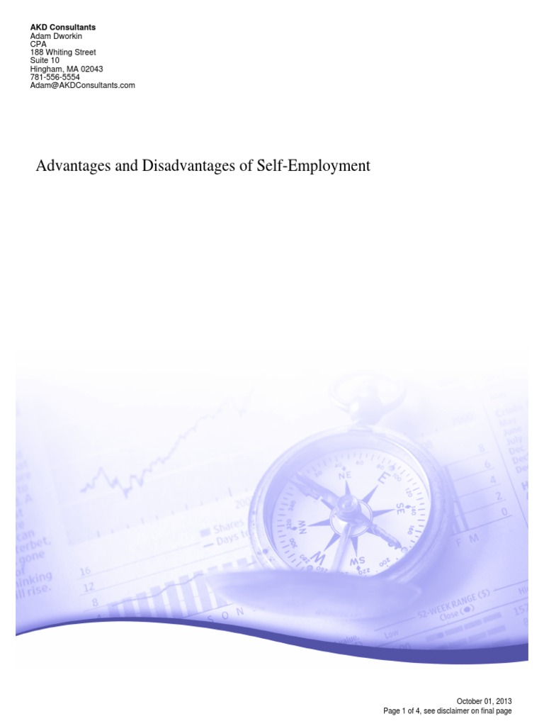 Advantages and Disadvantages of Self Employment | PDF | Taxpayer ...