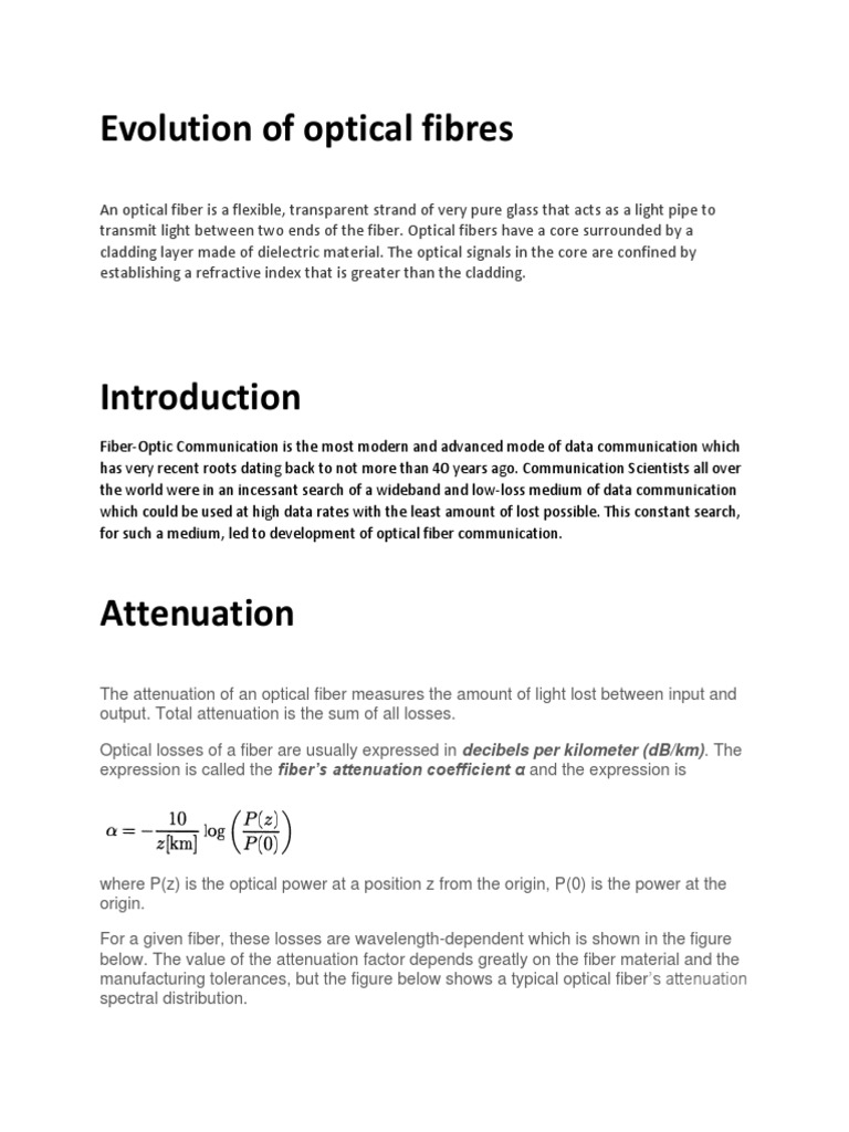 Evolution of Optical Fibres | PDF | Dispersion (Optics) | Optical Fiber