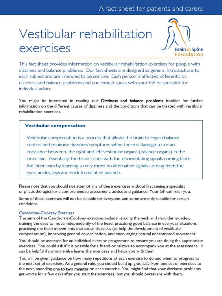 Simple Guide For Vestibular Rehabilitation Exercises | PDF | Vertigo ...