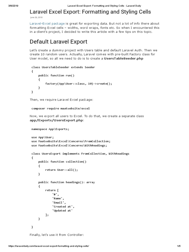 Laravel Excel Export - Formatting and Styling Cells - Laravel Daily ...