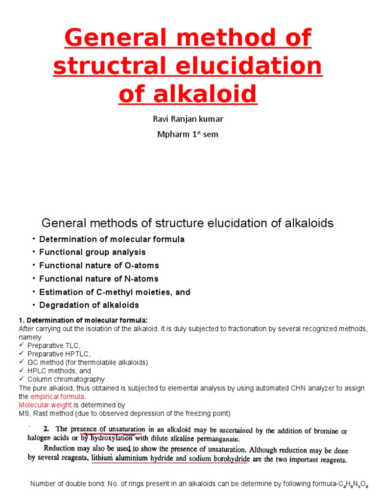 Alkaloid Structure Elucidation Methods | PDF | Functional Group | Amine