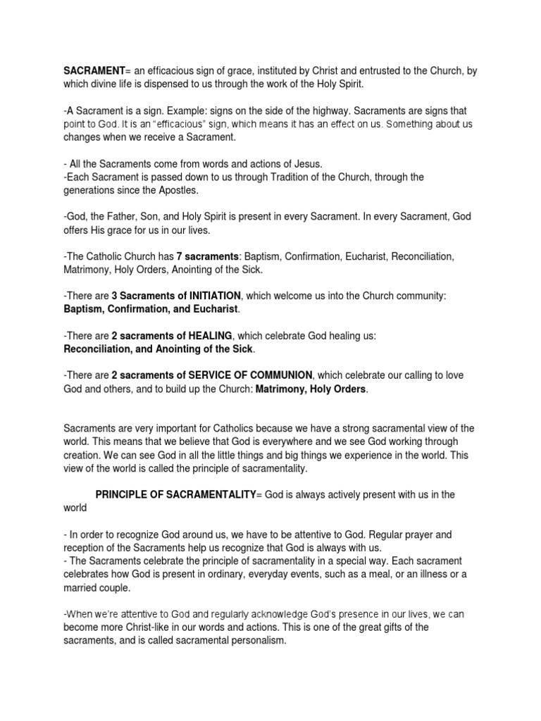 Grade 11 Chapter 9 The Sacraments | PDF | Eucharist | Confirmation