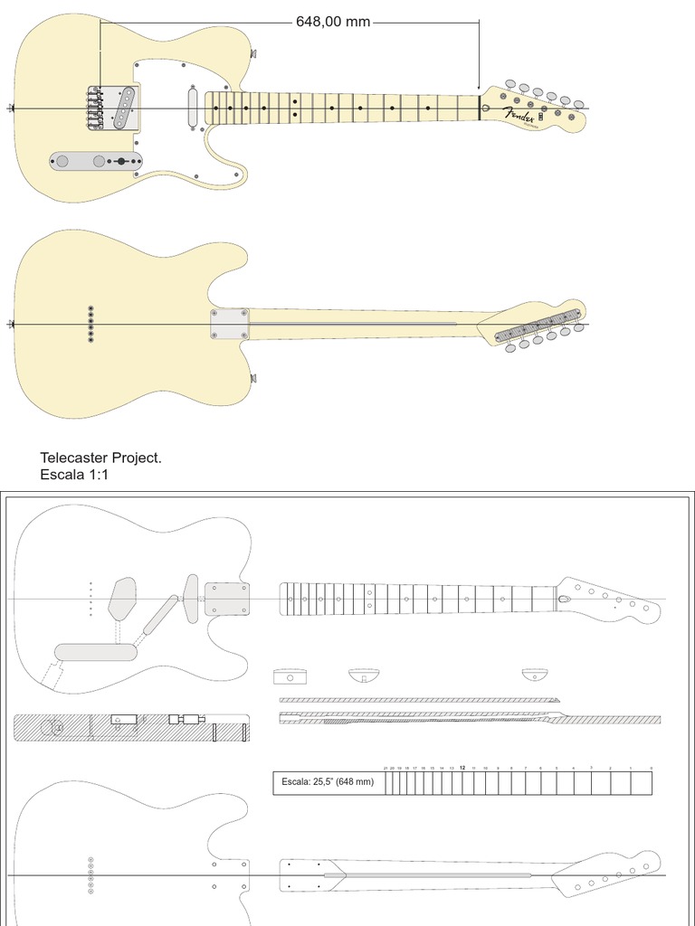 Telecaster Guitar Template A0 | PDF