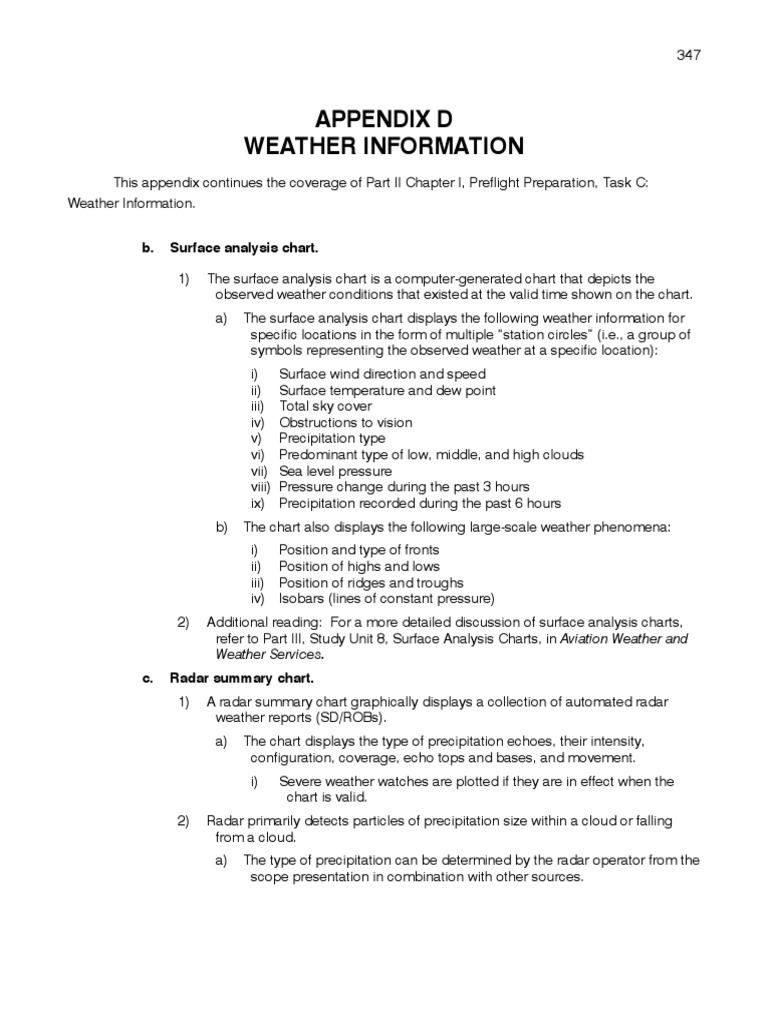 Appendix D Weather Information: B. Surface Analysis Chart | PDF | Instrument Flight Rules ...