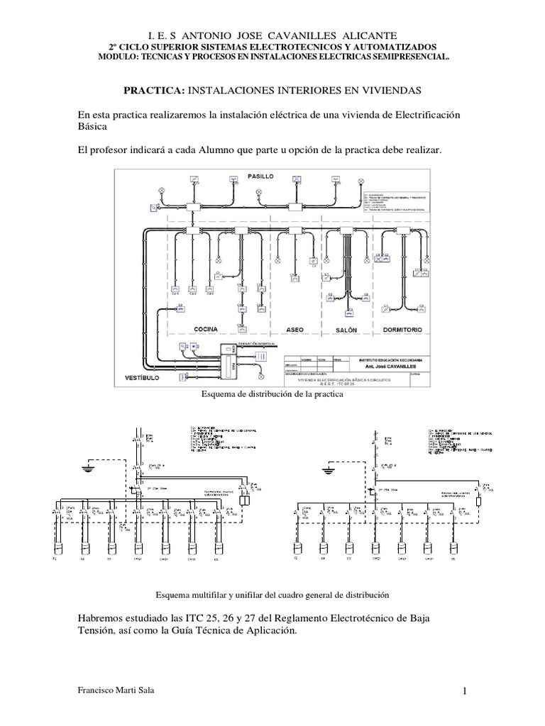 Explicacion de La Practica Instalaciones Interiores en Viviendapdf | PDF | Corriente eléctrica ...