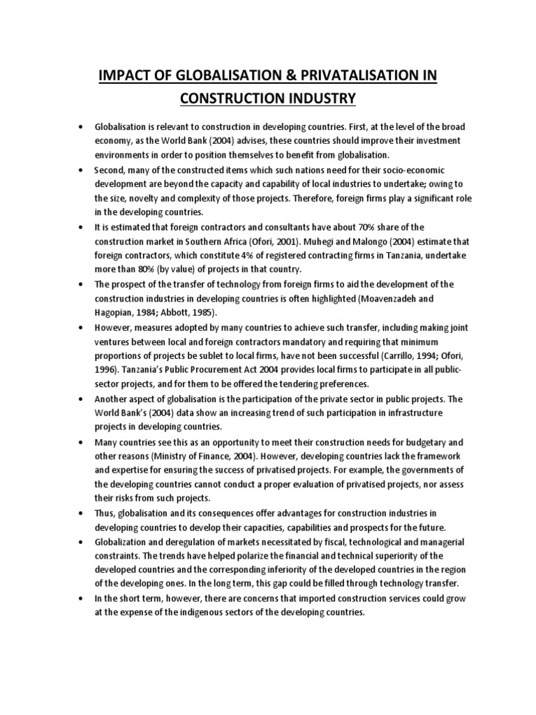 Impact of Globalisation | PDF | Globalization | Developing Country