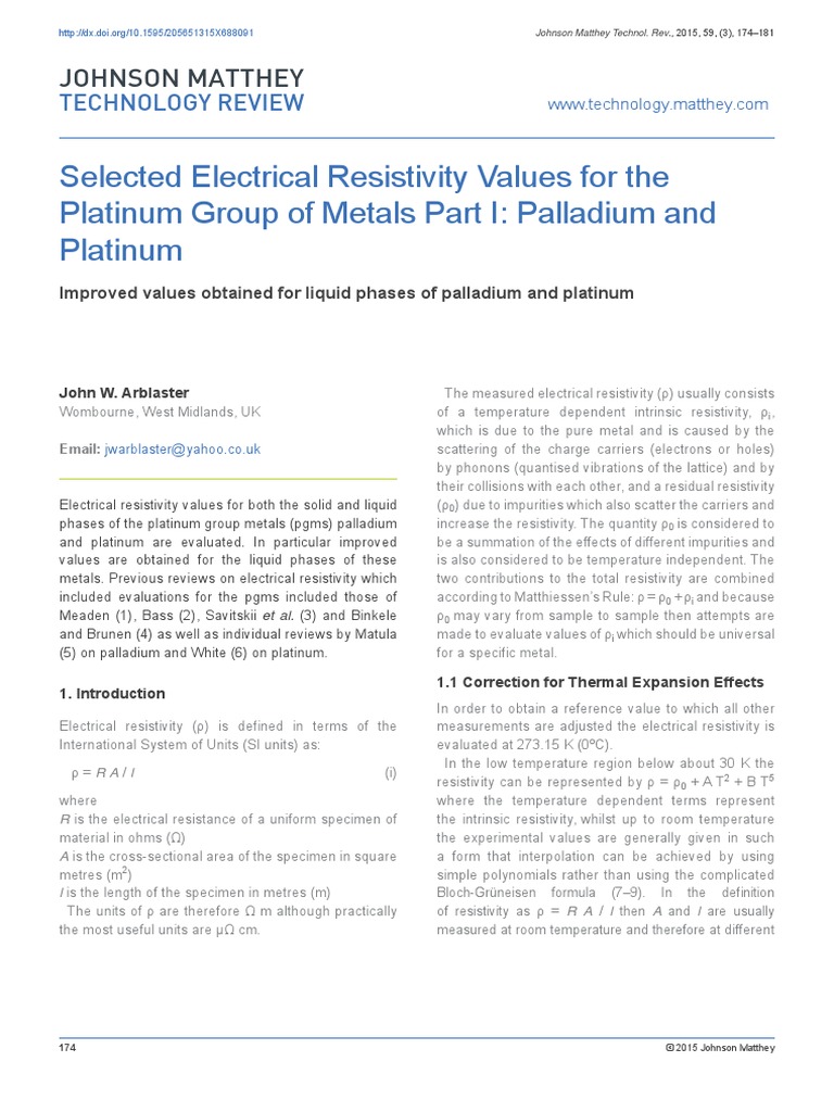 Platinum Resistor | PDF | Electrical Resistivity And Conductivity ...